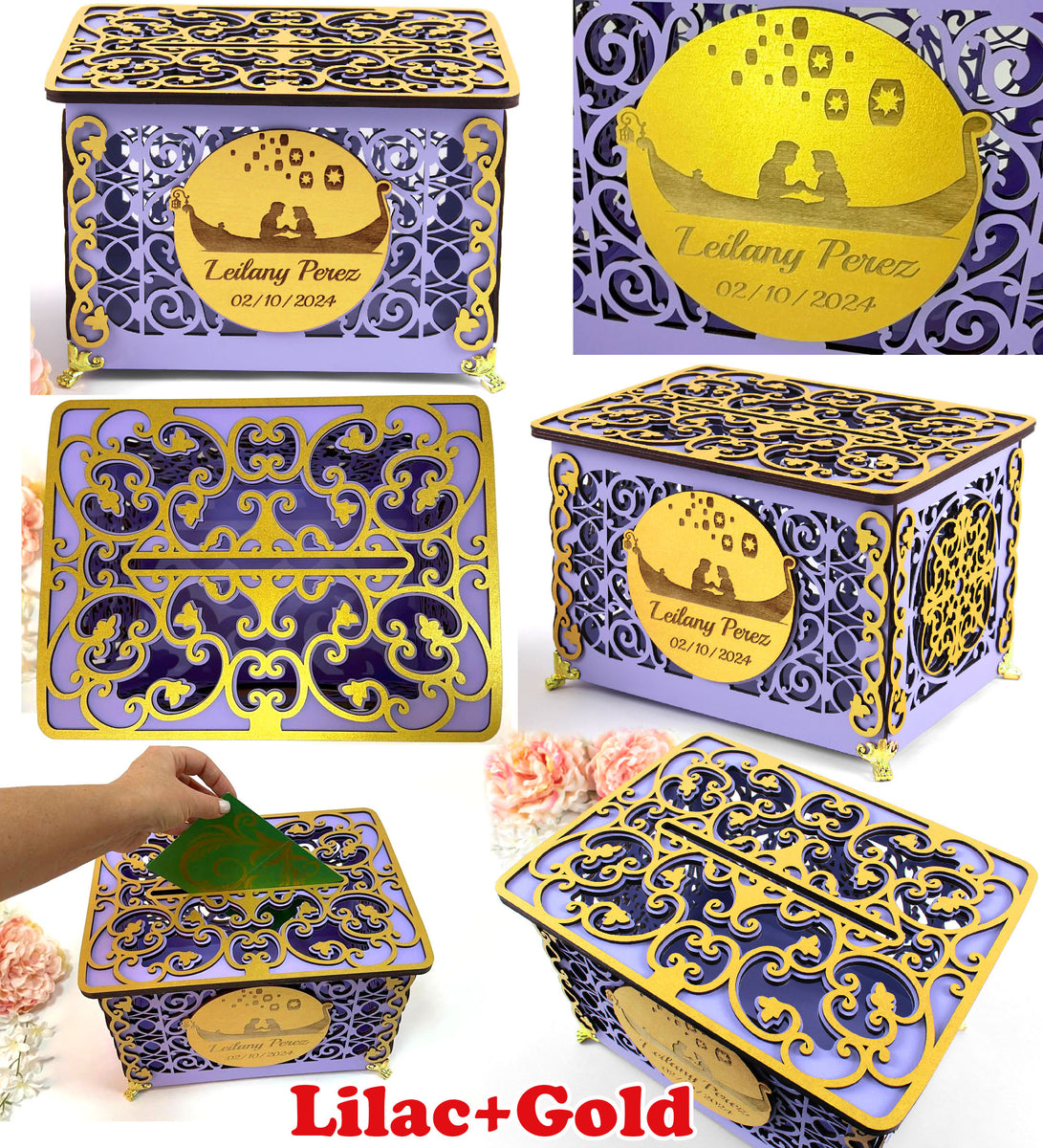 Tangled Wedding Card Box, Rapunzel in Boat and Lanterns Money Box ...