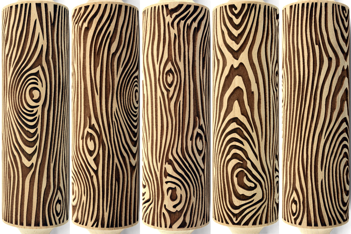 Wood Texture Embossed Rolling Pin H, Clay Stamp, Pottery Roller ...