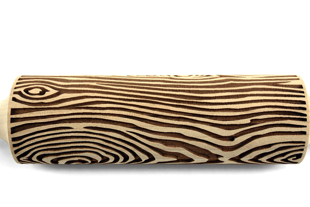Wood Texture Embossed Rolling Pin H, Clay Stamp, Pottery Roller ...