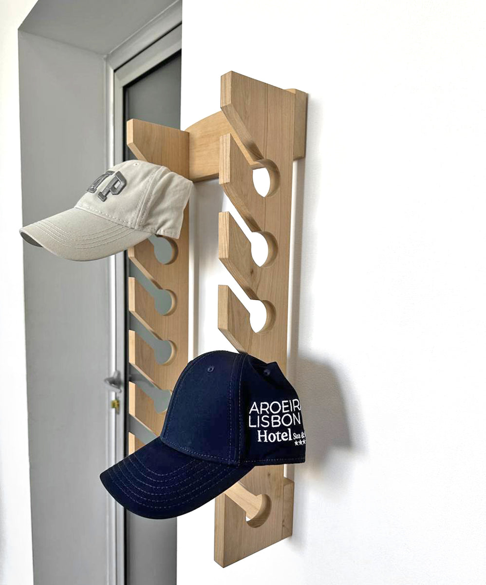 12 Baseball Hat Organizer - Wall Rack, Solid Wood Entryway Storage ...